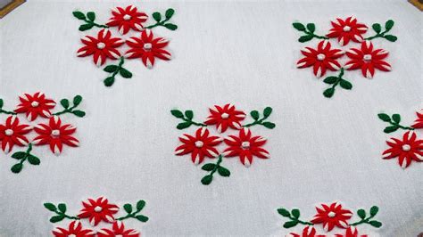 Hand Embroidery All Over Design For Dress 27 Double Lazy Daisy Stitch Youtube