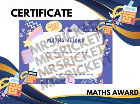 Maths Awardcertificate Colourful Teaching Resources