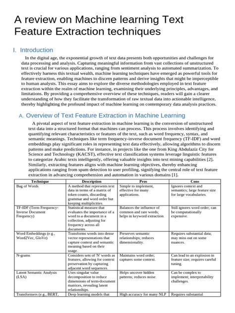 A Review On Machine Learning Text Feature Extraction Techniques Pdf