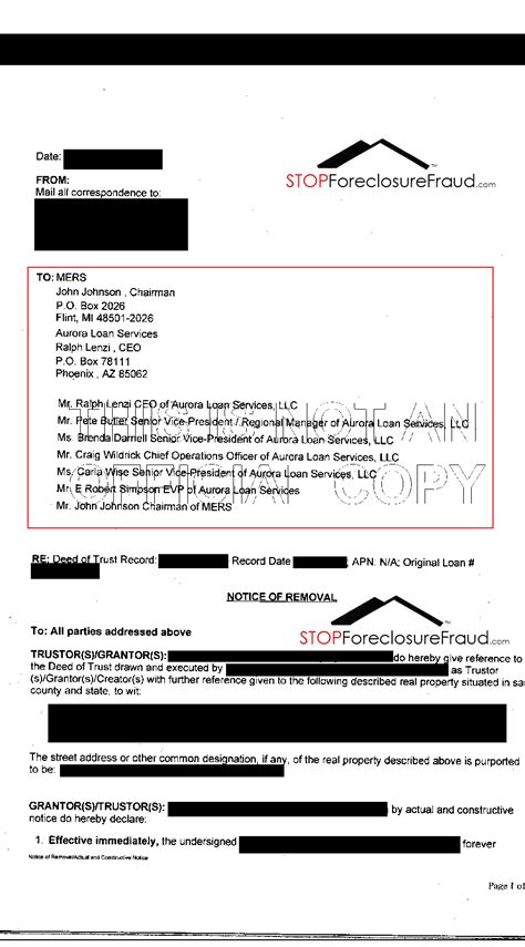 Must Read Notice Of Recorded Mers Et Al Removal Foreclosure Fraud