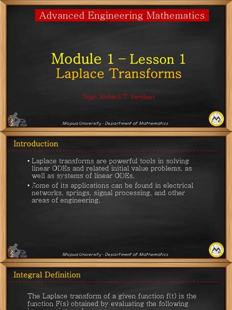 module 1 lesson 1 laplace transform pdf laplace transform electronics
