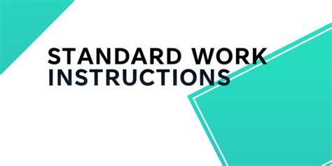 Standard Work Instructions Learn Lean Sigma