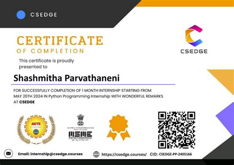 Shashmitha Parvathaneni On Linkedin Internshipcertificate