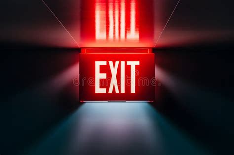 Red EXIT Sign Shines Providing Direction And Safety In Emergency Situations Stock Image Image