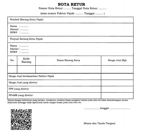 Format Nota Retur Sesuai PMK Ortax