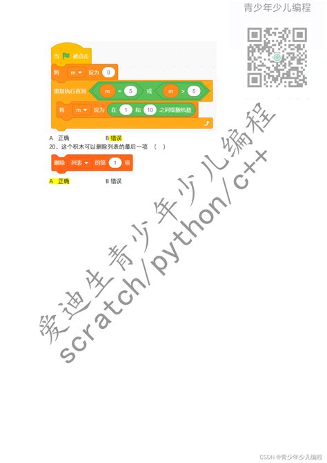 2024信息素养大赛图形化编程小初组初赛真题 附答案 2024全国信息素养大赛初赛试卷 csdn博客