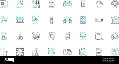 Console Games Linear Icons Set Playstation Xbox Nintendo Controller Multiplayer Adventure