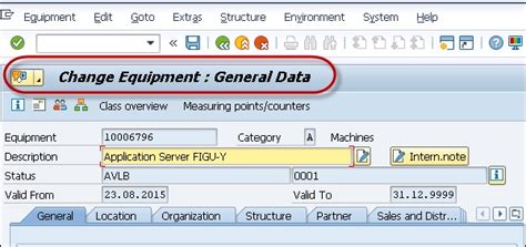 SAP PM Equipment Master Record