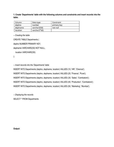 sql database lab departments employees bank tables