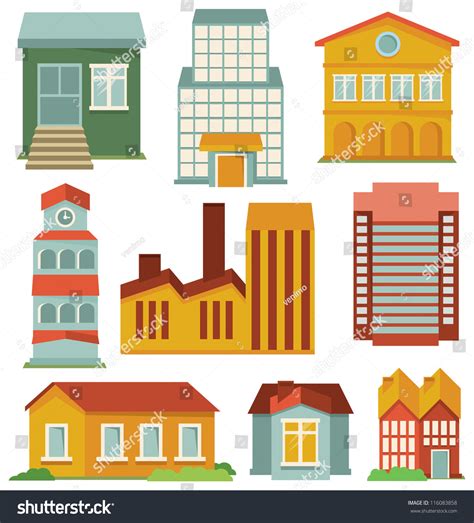 Vector Set Buildings Icons Map Elements Stock Vector Royalty Free Shutterstock