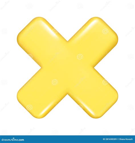 Realistic 3d Yellow Cross Sign Decorative Incorrect Reject Or Wrong