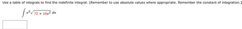 Solved Use A Table Of Integrals To Find The Indefinite