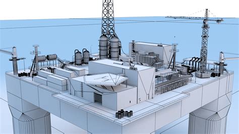 해상 석유 굴착 장치 및 풍력 터빈 3d 모델 Turbosquid 1817233