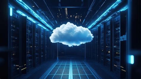 Cloud Computing Data Center Server Room Premium Ai Generated Image