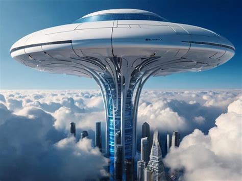 A Futuristic Futuristic Looking Object In The Sky Premium Ai