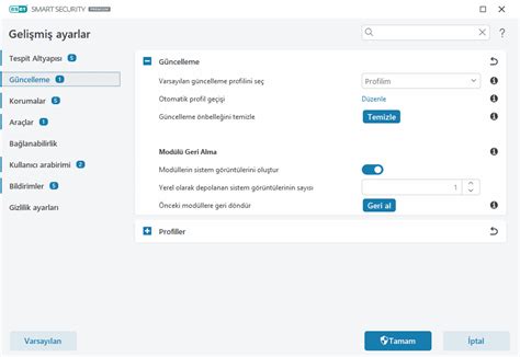 Güncelleme Geri Alma Eset Smart Security Premium 17 Eset Online Yardım
