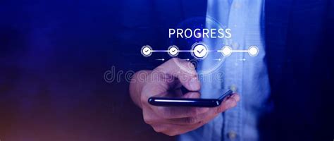 Progress Concept Touching To Tick Correct Mark In Checklist With Progressive Loading Status