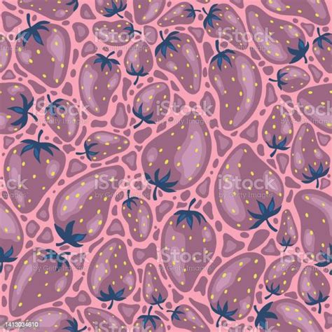 딸기 패턴 손으로 그린 여름 딸기 분홍색과 빨간 과일 직물 인쇄 컬러 만화 일러스트레이션으로 좋은 다채로운 원활한 벡터 패턴