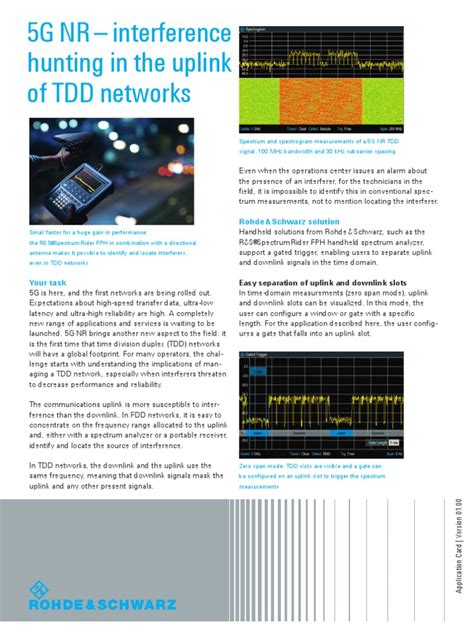 Nr Interference Hunting In The Uplink Of Tdd Networks Rohde And Schwarz Solution Pdf Duplex