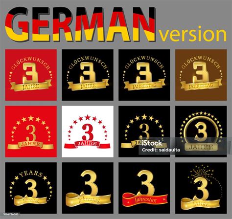 번호 3 축 하 디자인의 설정 황금 기념일 생일 파티에 대 한 숫자 서식 파일 요소입니다 독일축 하 년 기념일에서에서 번역 0