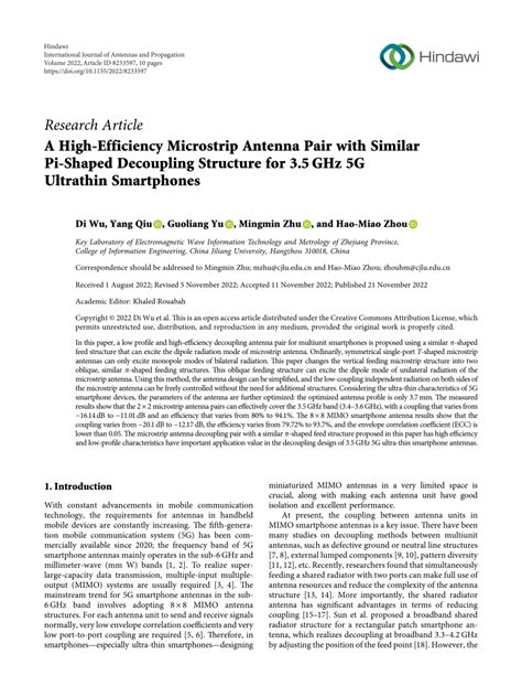 Pdf A High Efficiency Microstrip Antenna Pair With Similar Pi Shaped