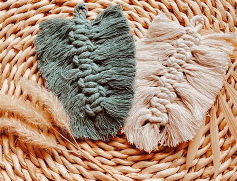 Feather Leaf Macrame Leaves Macramé Feather Handmade Home Décor Boho