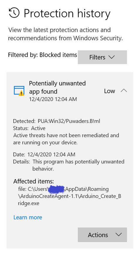 Windows Defender Alerts Me Of Arduino Create Bridge Exe Cloud Editor Arduino Forum