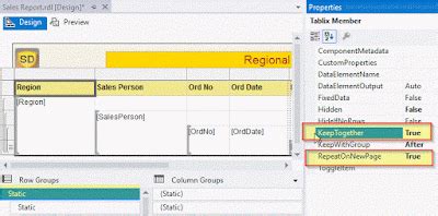 Microsoft Business Intelligence Data Tools SSRS How To Add Fixed Row Column Header In Report