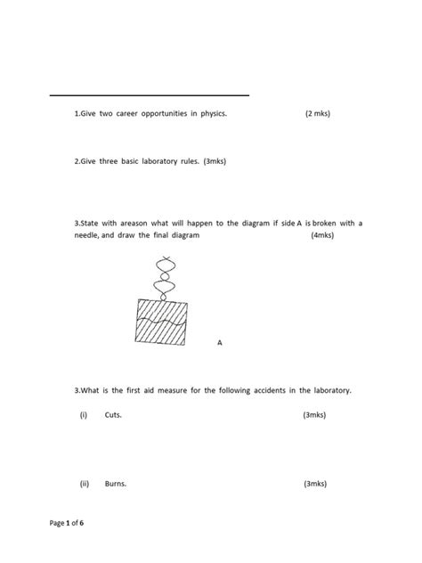 Form One Physics Set 1 Qs Pdf
