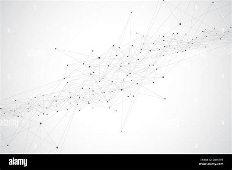 Geometric Abstract Background With Connected Lines And Dots Connectivity Flow Point Molecule
