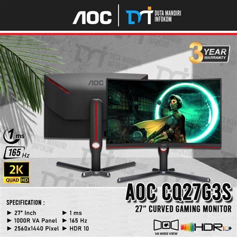 Jual Aoc Cq G S Inch Curved Qhd Hz Ms Freesync Hdr Dp Monitor Shopee Indonesia