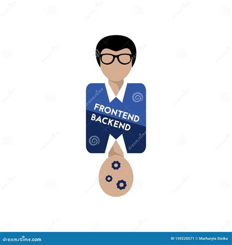 Frontend And Backend User Interface With Gears Cartoon Vector