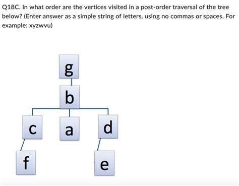 Q18c In What Order Are The Vertices Visited In A Post Order Traversal Of The Tree Below Enter