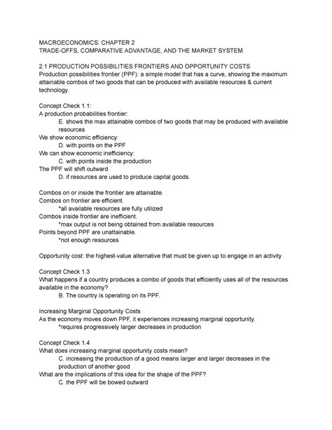Macroeconomics Chapter 2 MACROECONOMICS CHAPTER 2 TRADE OFFS COMPARATIVE ADVANTAGE AND THE