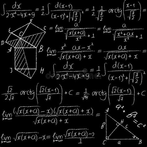 Hand Drawn Mathematical Vector Seamless Pattern With Formulas Integrals And Geometrical Figures