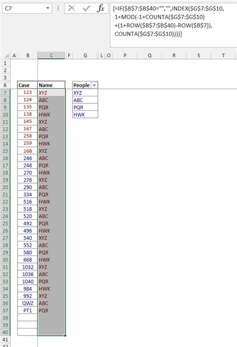 excel list of records to assign to x number of people stack overflow