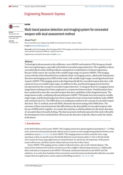 multi band passive detection and imaging system for concealed weapon