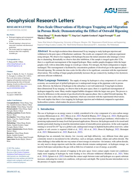 Pdf Pore‐scale Observations Of Hydrogen Trapping And Migration In