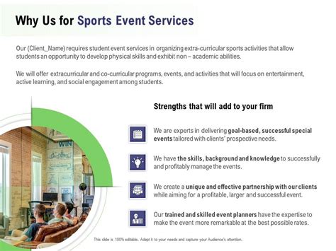 Recreational Program Proposal Why Us For Sports Event Services Ppt Model Information Pdf
