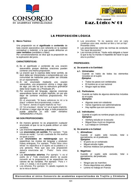 Raz Log 01 La Proposición Lógica 101 106 Pdf Proposición