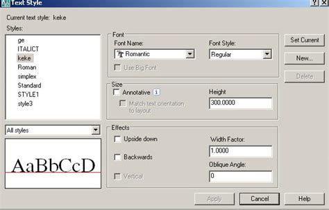 D Models Project Autocad Text Style Option