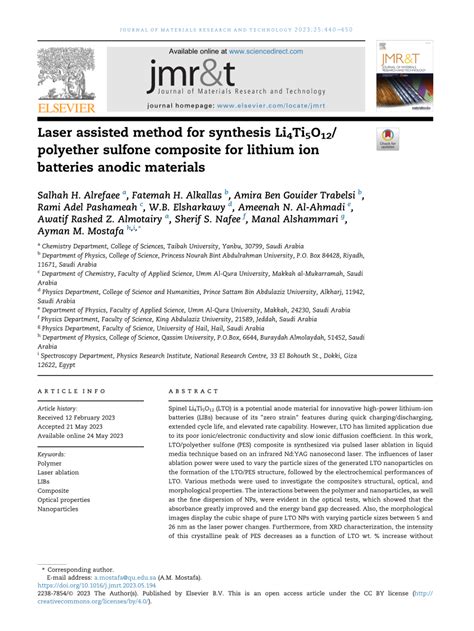 Pdf Laser Assisted Method For Synthesis Li4ti5o12 Polyether Sulfone