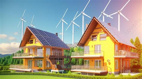 눈에 띄는 배경으로 풍력 터빈을 사용한 놀라운 3d 주택 이미지 3d 배경 3d 렌더링 배경 풍력 터빈 배경 이미지 Hd 3d 3d 렌더링 풍력 터빈 배경 사진