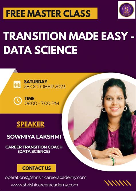 Sowmiyalakshmi G On Linkedin Datascience Masterclass Careertransition Careerguidance Coach