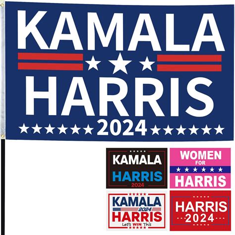 Kamala Harris 2024 Flag And 4 Pcs Stickers Kamala Harris 2024 Flags