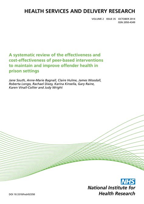 Pdf A Systematic Review Of The Effectiveness And Cost Effectiveness Of Peer Based