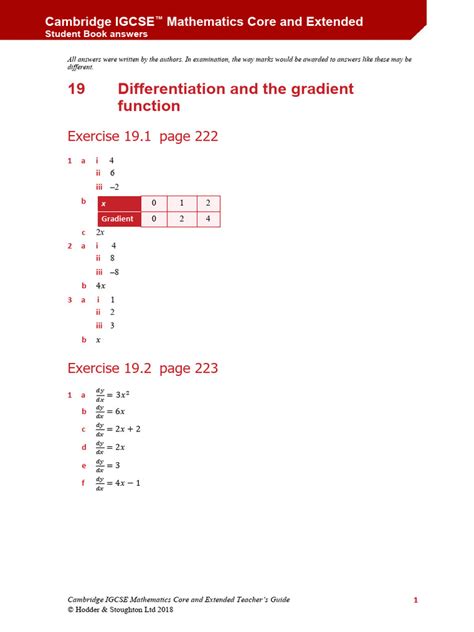 Ch 19 Differentiation And The Gradient Function Answers Pdf