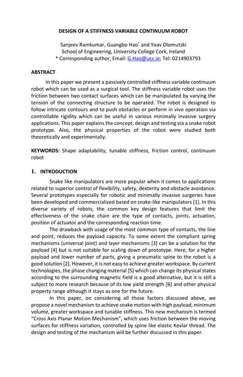 Pdf Design Of A Stiffness Variable Continuum Robot