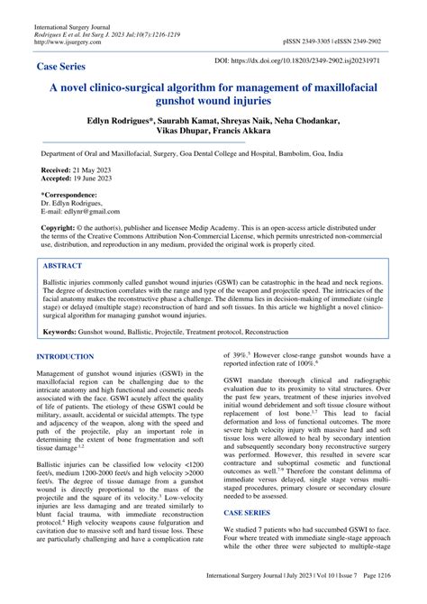 Pdf A Novel Clinico Surgical Algorithm For Management Of