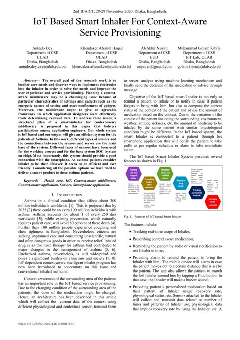 pdf iot based smart inhaler for context aware service provisioning